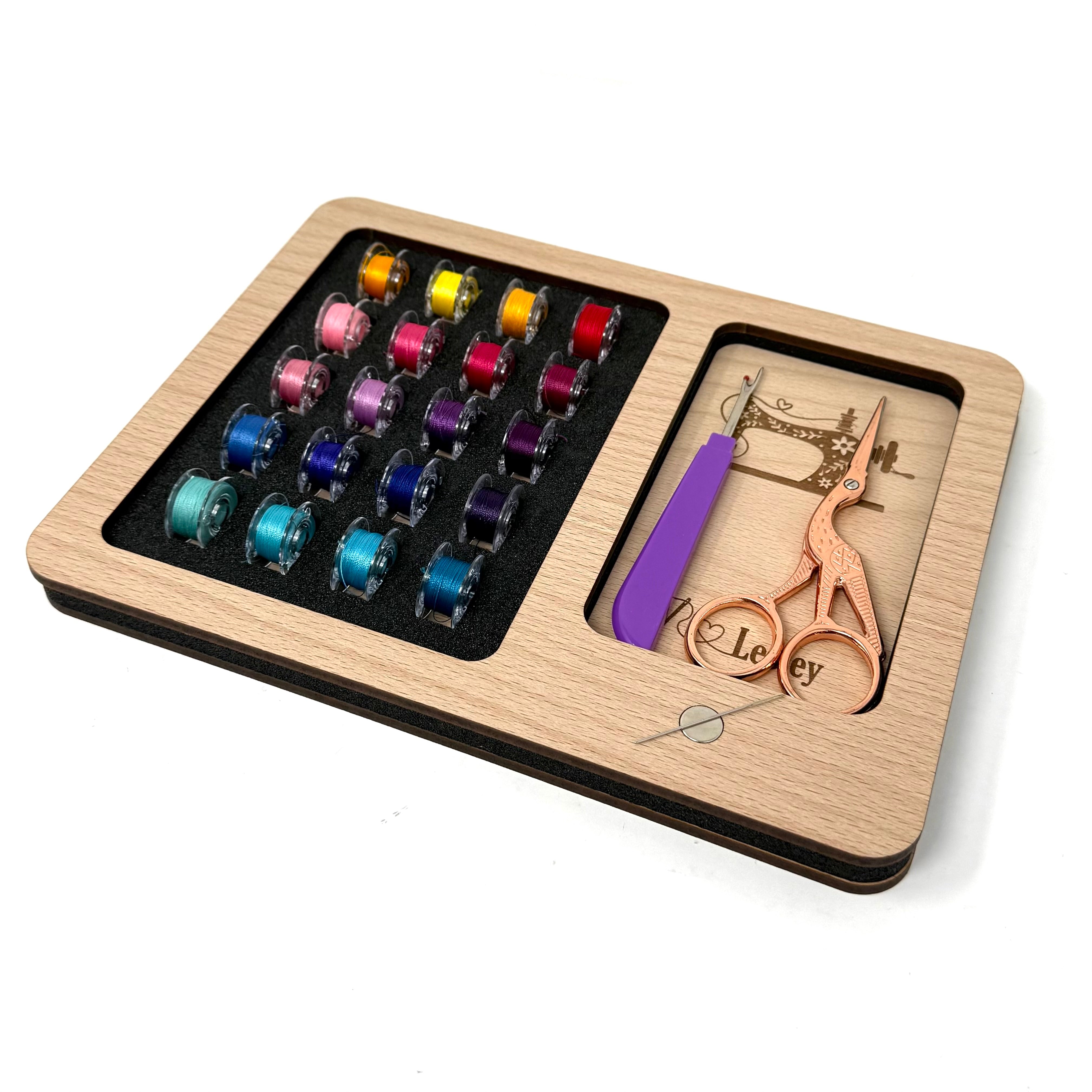 Personalised Working Tray for Sewing Machine bobbins (holds x20 bobbin ...