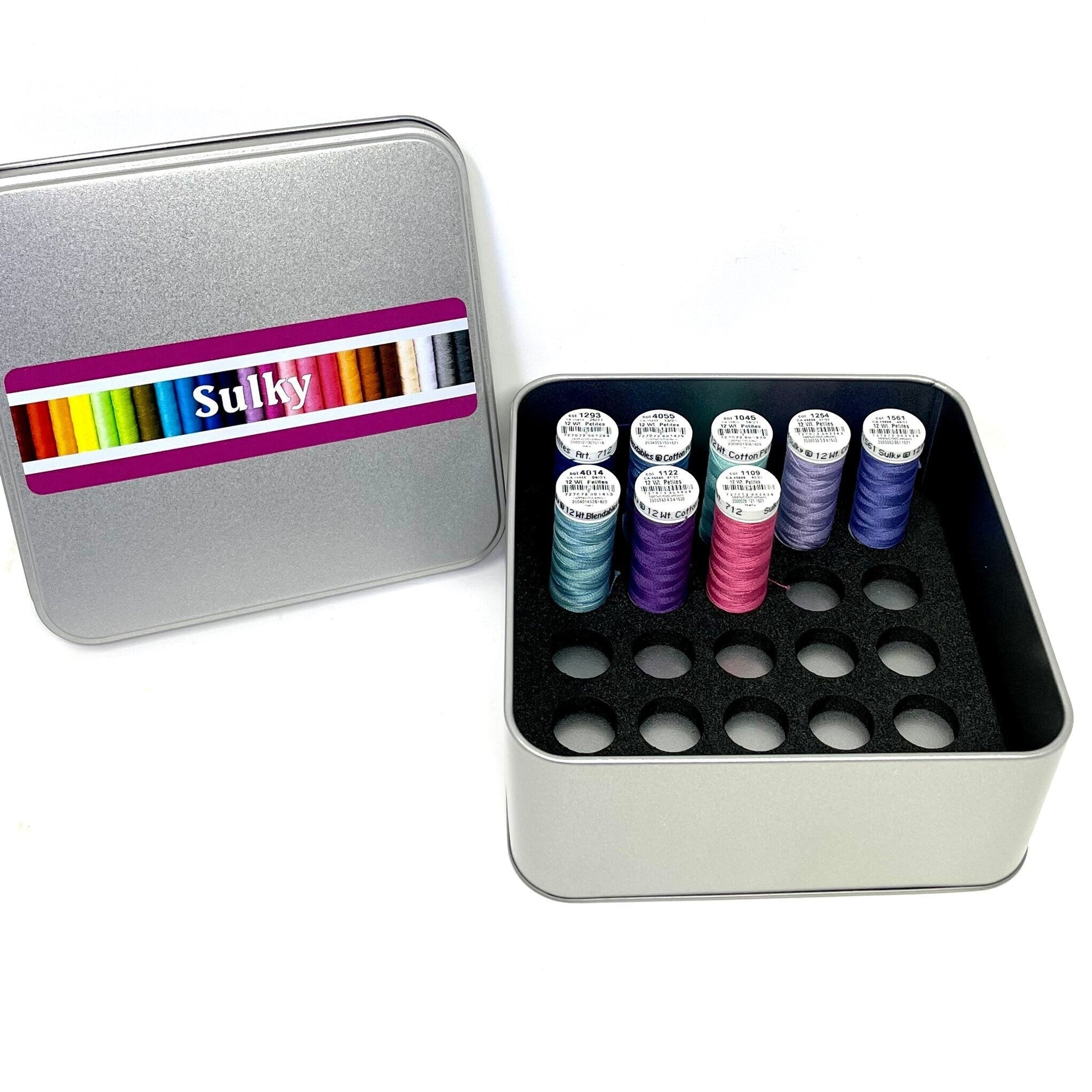Sulky storage tin with foam insert to hold 25 spools (not included ...